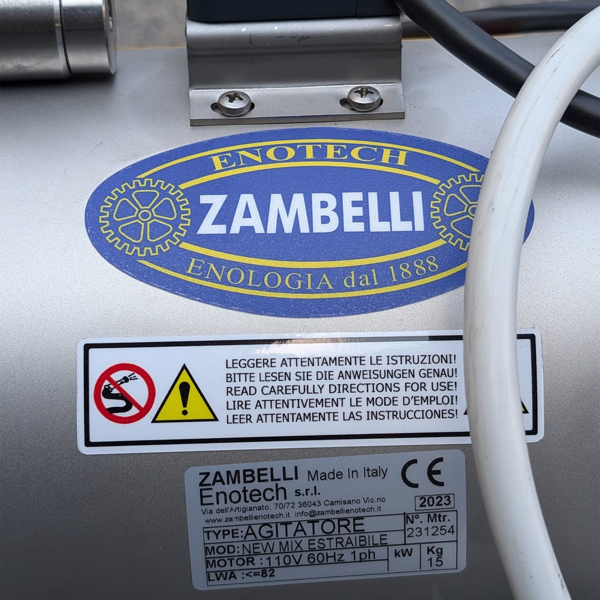Zambelli Tank Mixer - Cellar-Tek Supplies